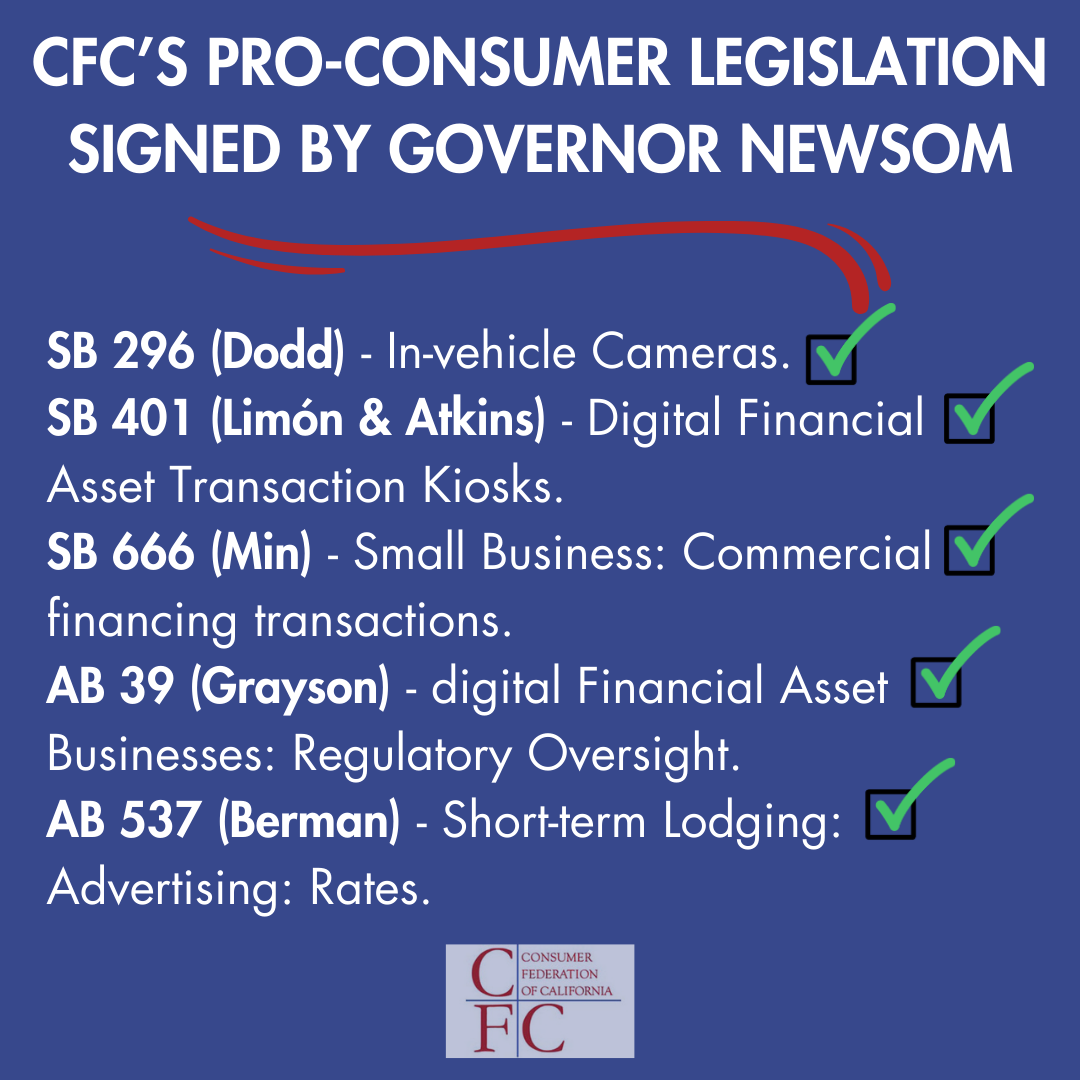 Governor Newsom Signs a Number of Key Consumer Protection Legislation ...